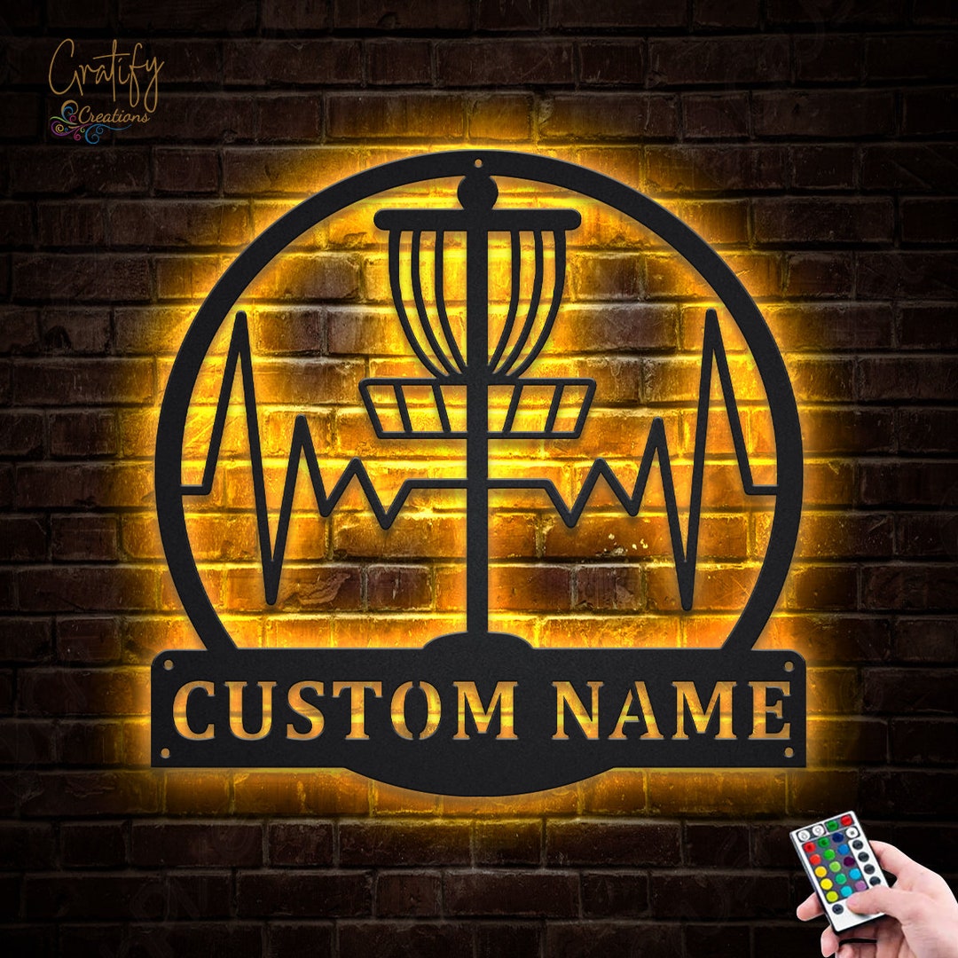 Disc Golf Sport Metal Wall Art LED Lights V1, Custom Disc Golf Metal ...