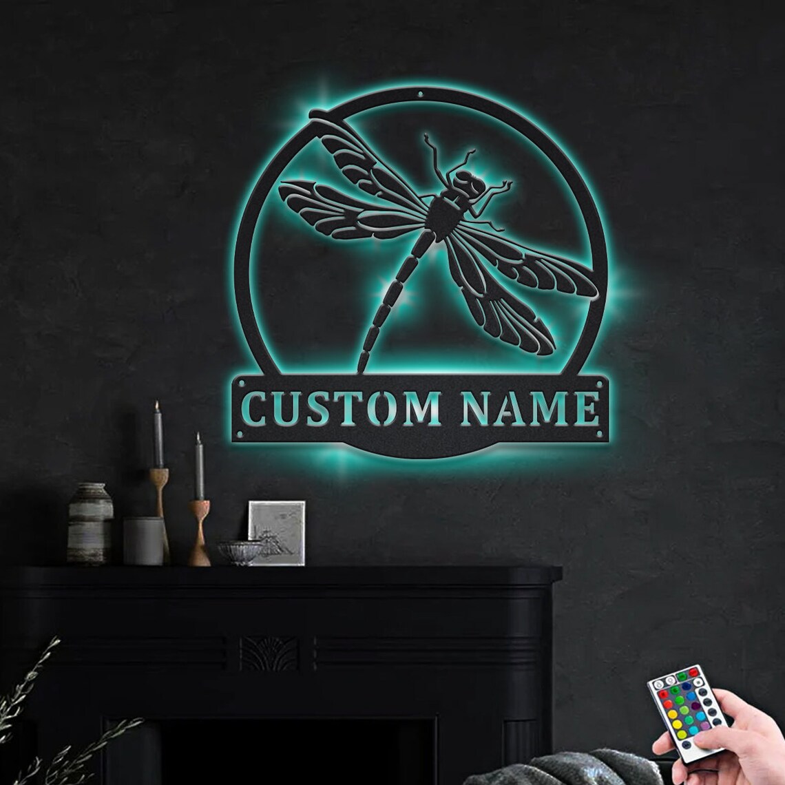Dragonfly Monogram Metal Sign LED Lights Custom Dragonfly - Etsy