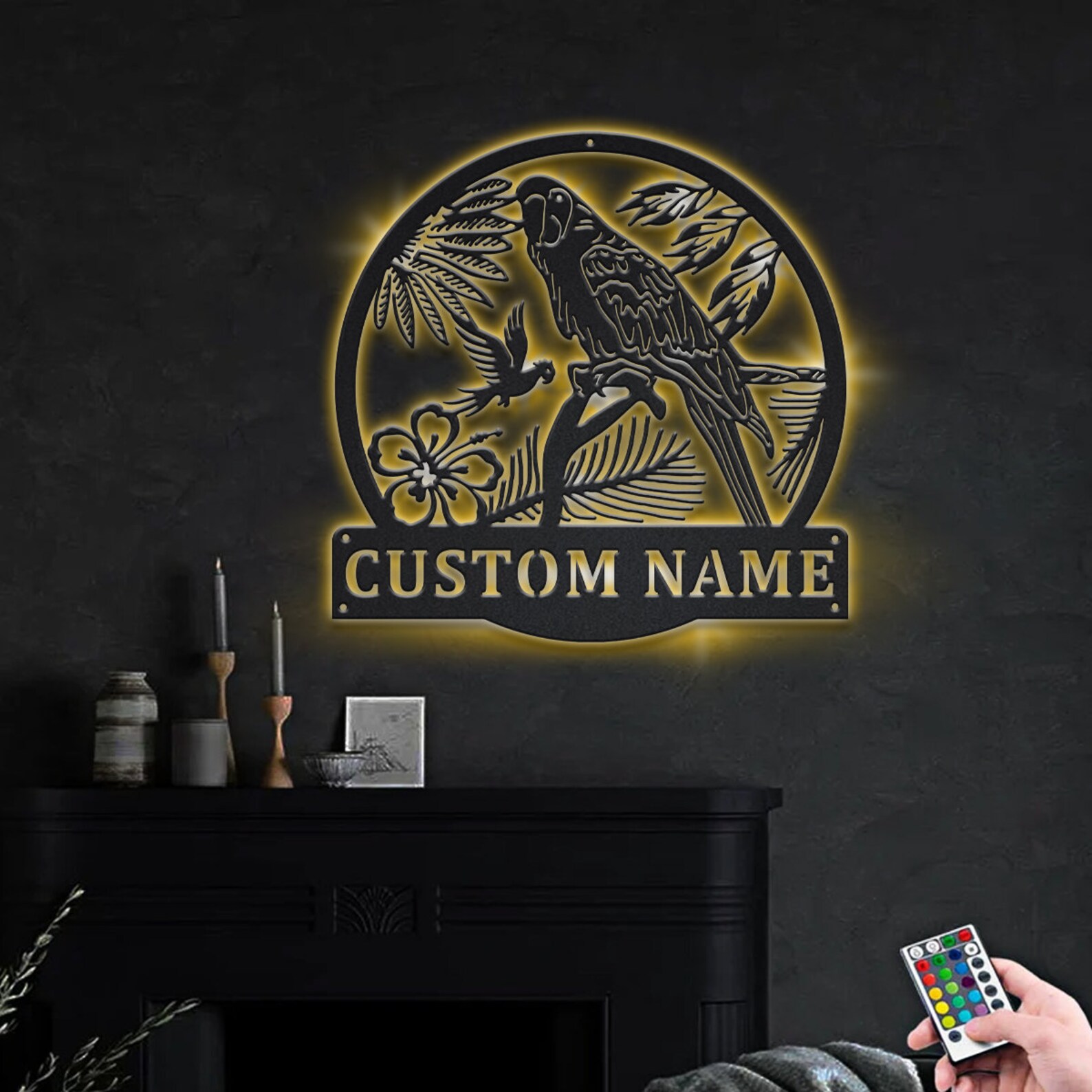 Macaw Bird Metal Sign LED Lights, Custom Macaw Bird Metal Sign, Macaw ...