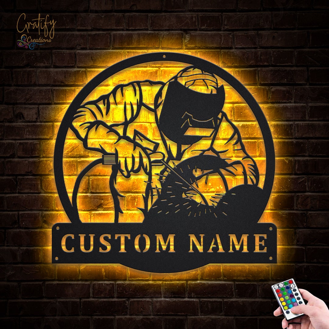 Welder Monogram Metal Wall Art LED Lights, Custom Welder Metal Signs ...