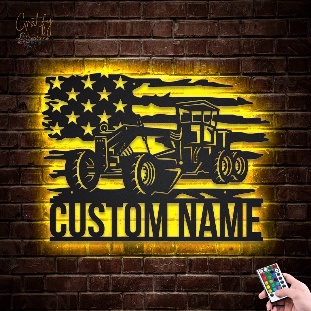 Grader Metal Sign LED Lights, Custom Grader Metal Sign, Grader Neon ...