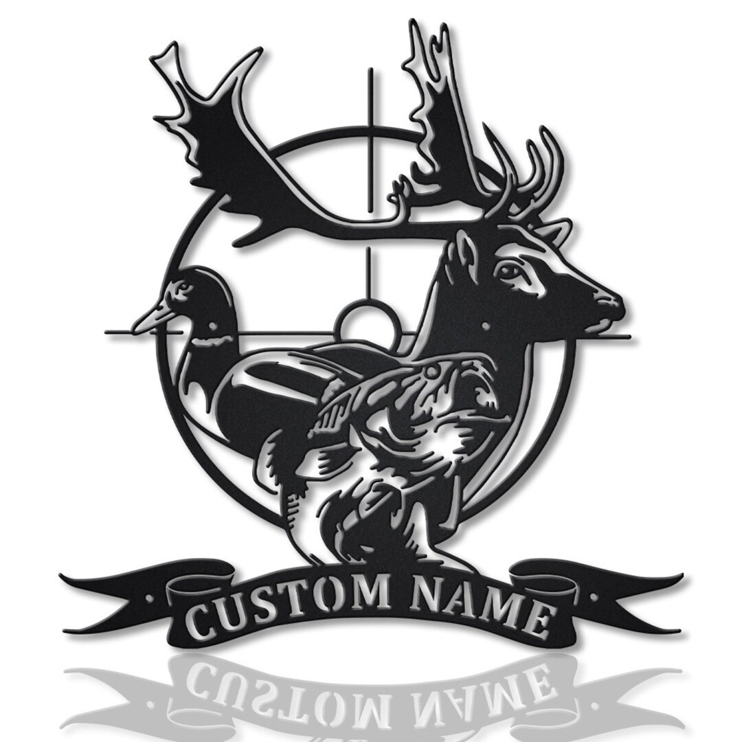 Custom Deer Duck Fish Hunting Metal Sign Art, Personalized Deer Duck ...