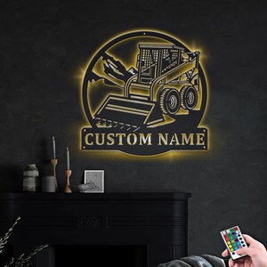 Skid Steer Loader Metal Wall Art With LED Lights, Custom Skid Steer ...