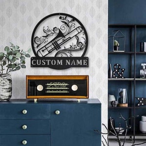 Custom Trombone Monogram Metal Sign Art, Personalized Trombone Monogram ...