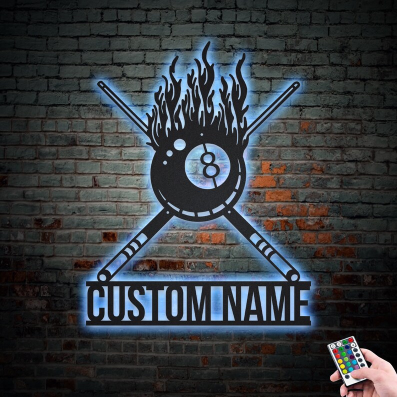 Custom Billiards Metal Sign LED Lights Billiards Metal - Etsy