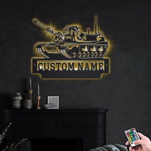 Custom US Military Tank Metal Sign With LED Lights, Personalized US ...