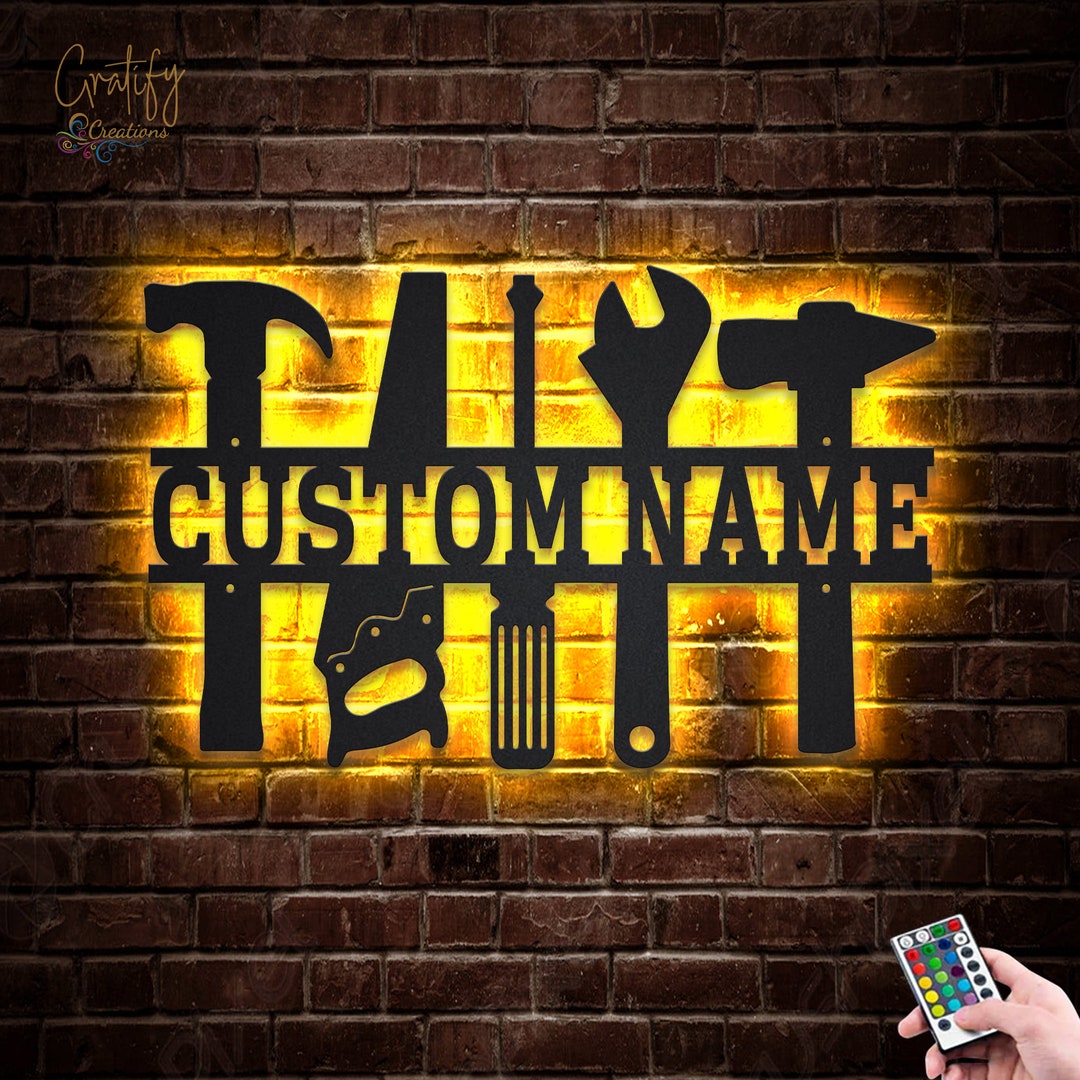 Carpenter Metal Sign LED Lights V4, Custom Carpenter Metal Sign ...