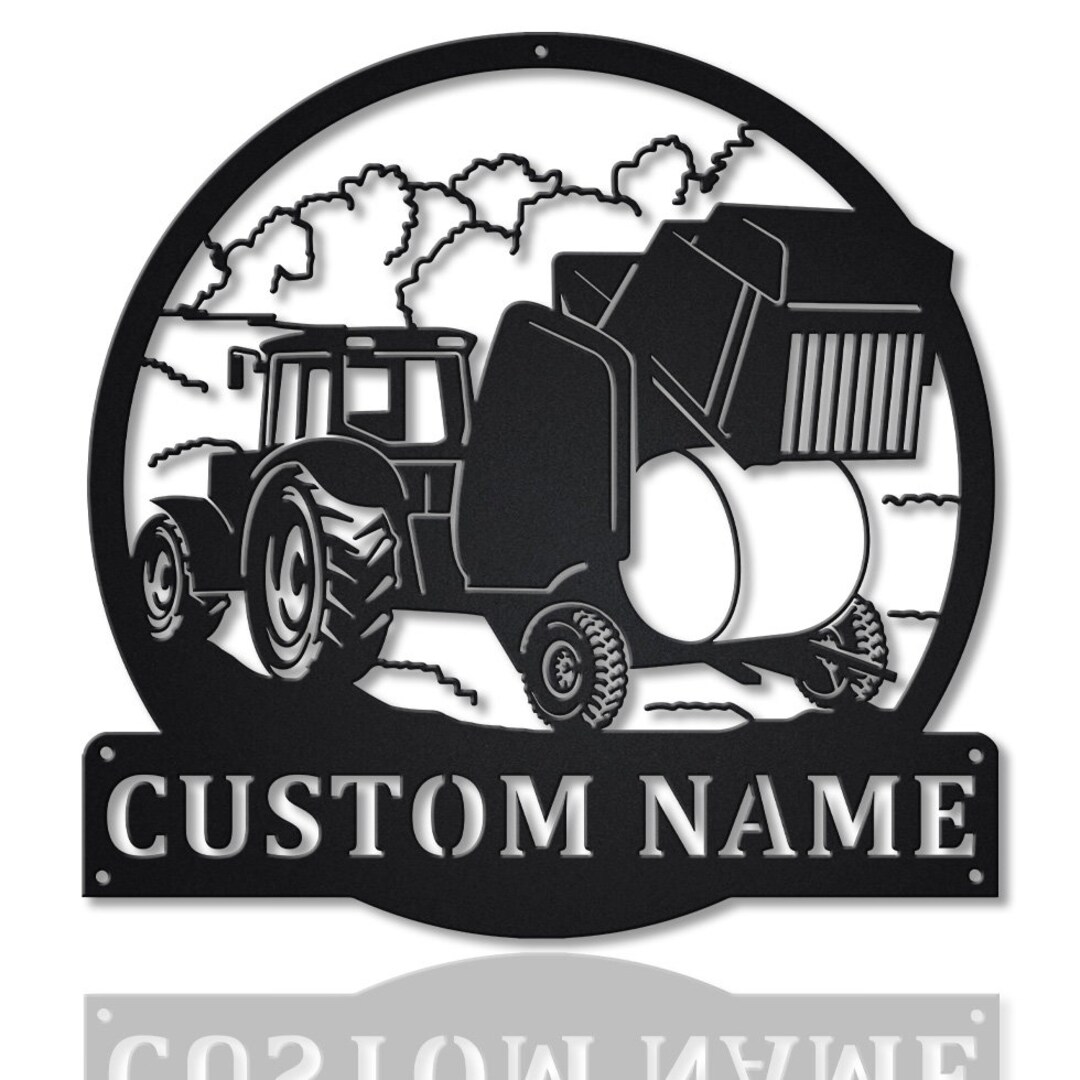 Custom Farm Round Baler Metal Sign Art, Personalized Farm Tractor Metal ...