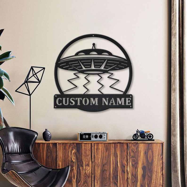 Ufos Alien Metal Wall Art LED Lights V2, Custom UFO Metal Sign ...