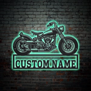 Choper Motorcycle Metal Sign With Lights,personalized Motorbike Biker ...