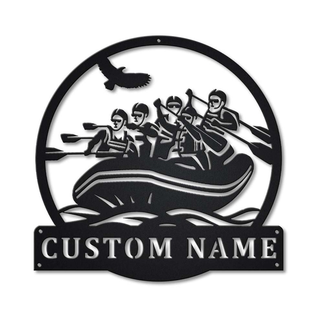 Personalized Rafting Monogram Metal Sign Art , Custom Rafting Metal ...