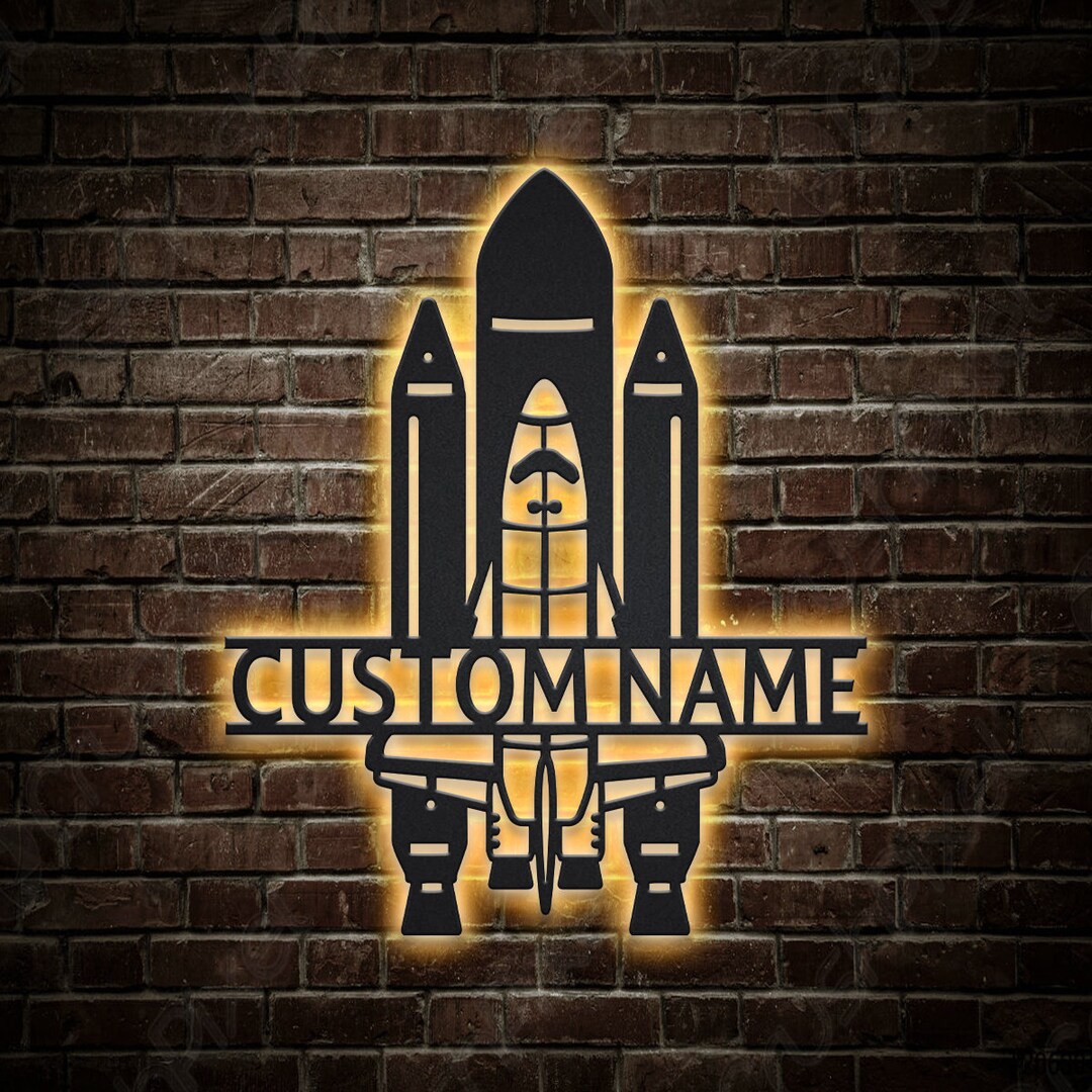Spaceship Metal Sign LED Lights, Custom Spaceship Metal Sign, Spaceship ...