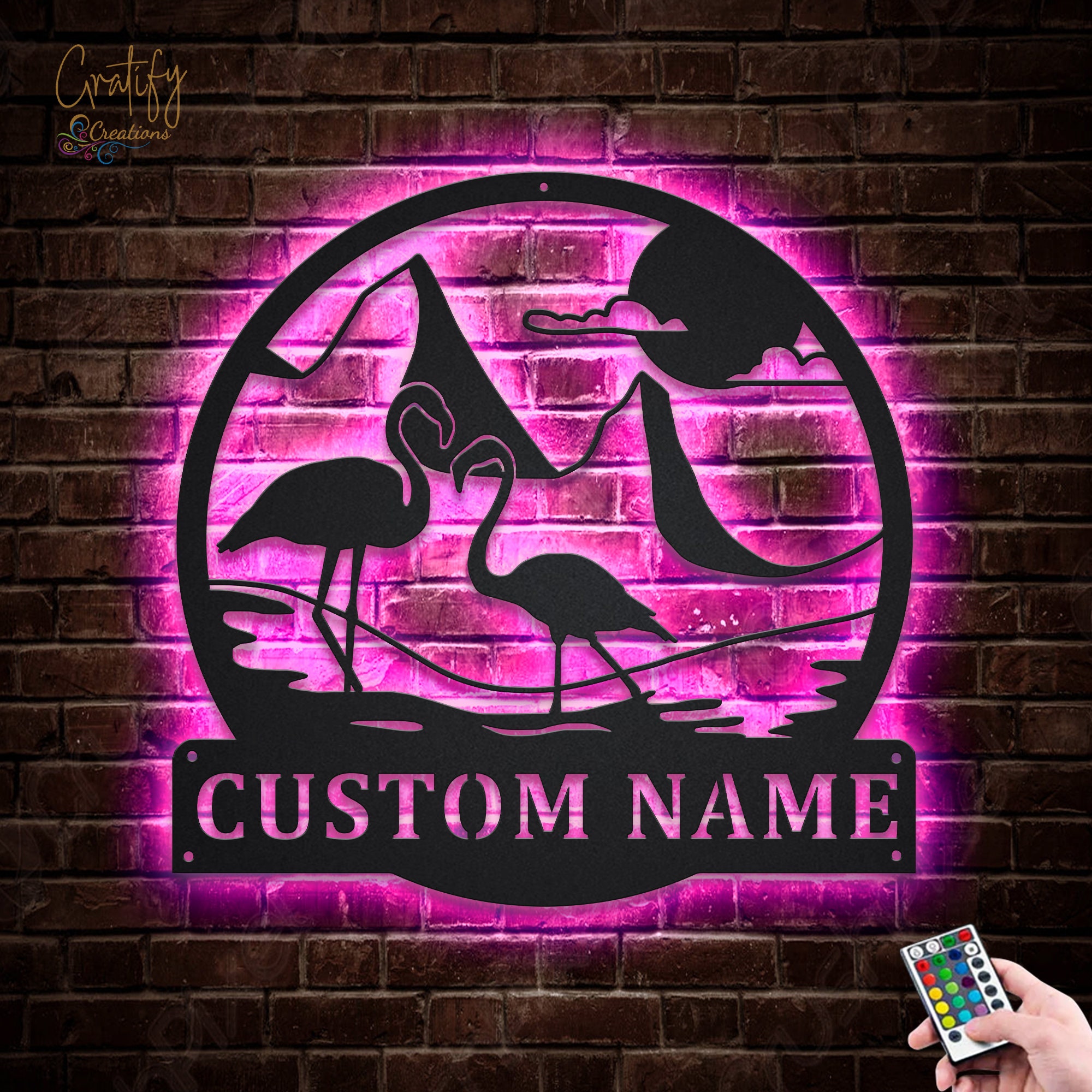 Flamingo Bird Metal Sign LED Lights V6 Custom Flamingo Wall - Etsy