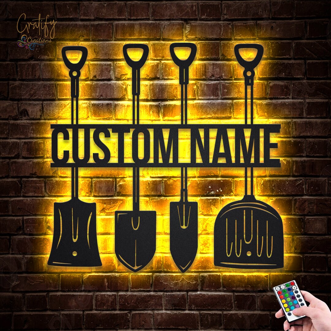 Miner Shovel Metal Sign With LED Lights V5, Custom Miner Shovel Metal ...