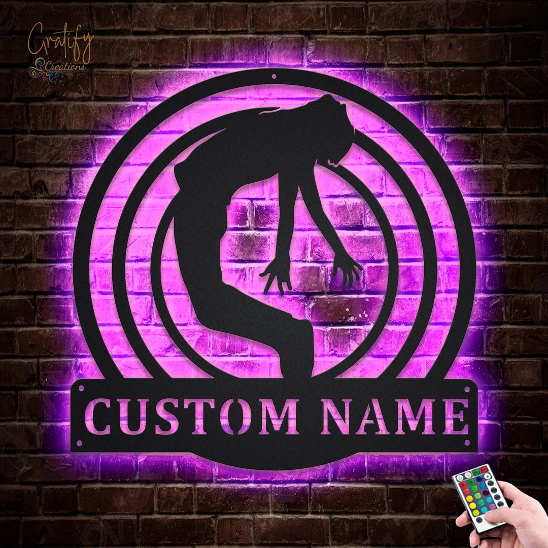 Falling People Metal Wall Art LED Light V1, Custom Falling People Metal ...