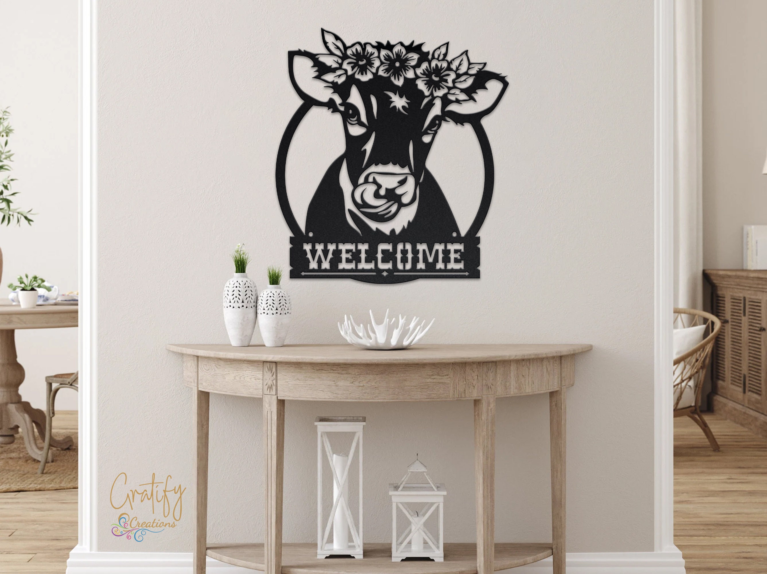 Decor Heifer Cow Wreath, Calf Welcome Sign, Welcome Farm Ranch Metal ...