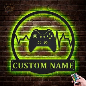 Game Controller Metal Sign LED Lights V1, Custom Gamer Metal Sign, Game ...