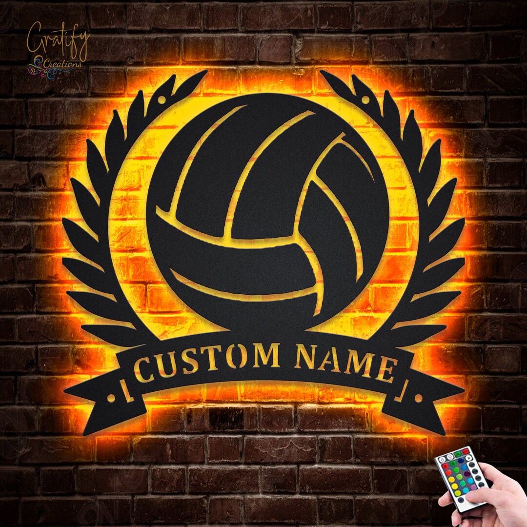 Volleyball Metal Wall Art LED Lights V5, Volleyball Metal Wall Art ...