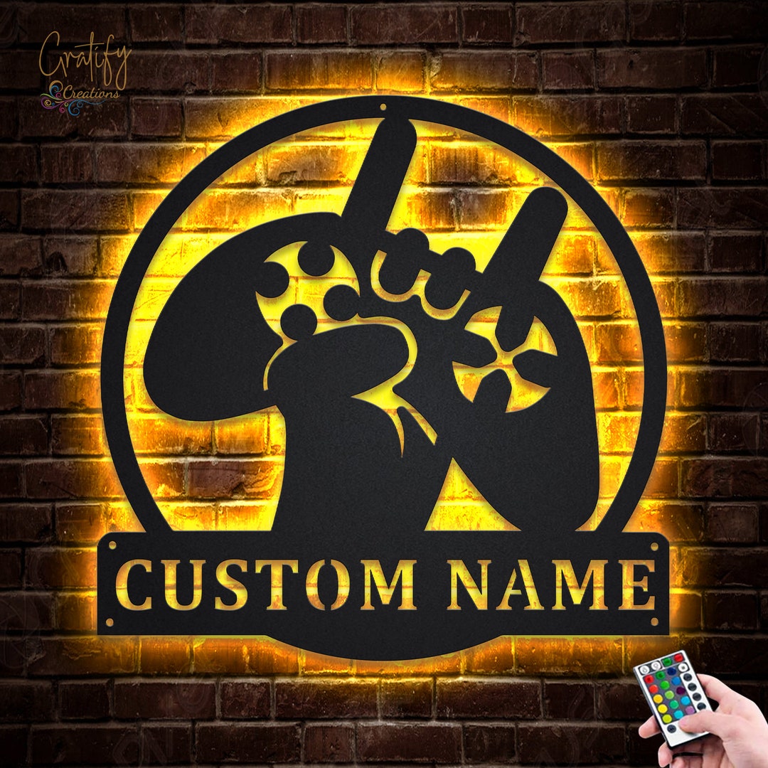 Game Controller Metal Sign LED Lights V3, Custom Gamer Metal Sign, Game ...
