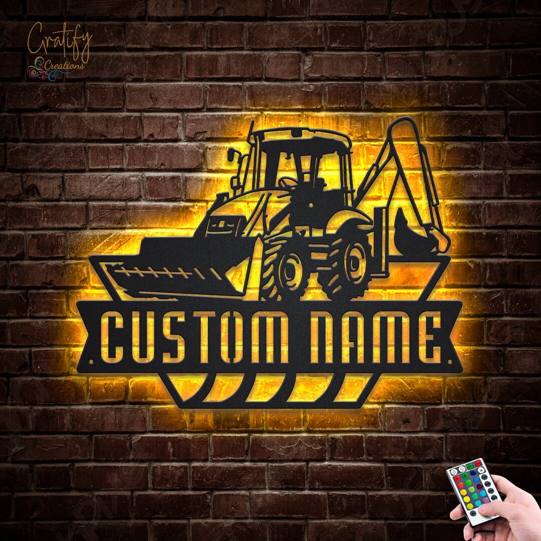 Tractors Metal Sign With LED Lights V8, Custom Tractors Farmer Metal ...