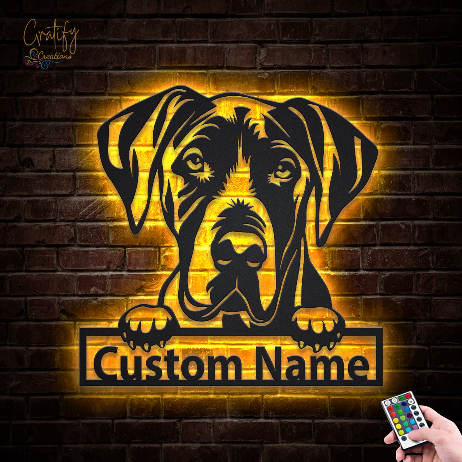 Custom Great Dane Dog Metal Wall Art With LED Lights, Great Dane Dog ...