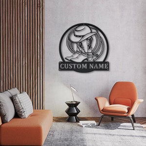 Cowboy Boots Metal Sign LED Lights V3, Custom Cowboy Boots Metal Sign ...