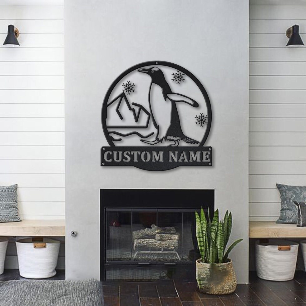 Penguin Bird Monogram Metal Sign Art Custom Penguin Bird - Etsy