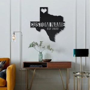 Texas State Map Metal LED Lights, Custom Texas Metal Wall Art,born ...