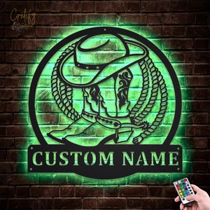 Cowboy Boots Metal Sign LED Lights V3, Custom Cowboy Boots Metal Sign ...