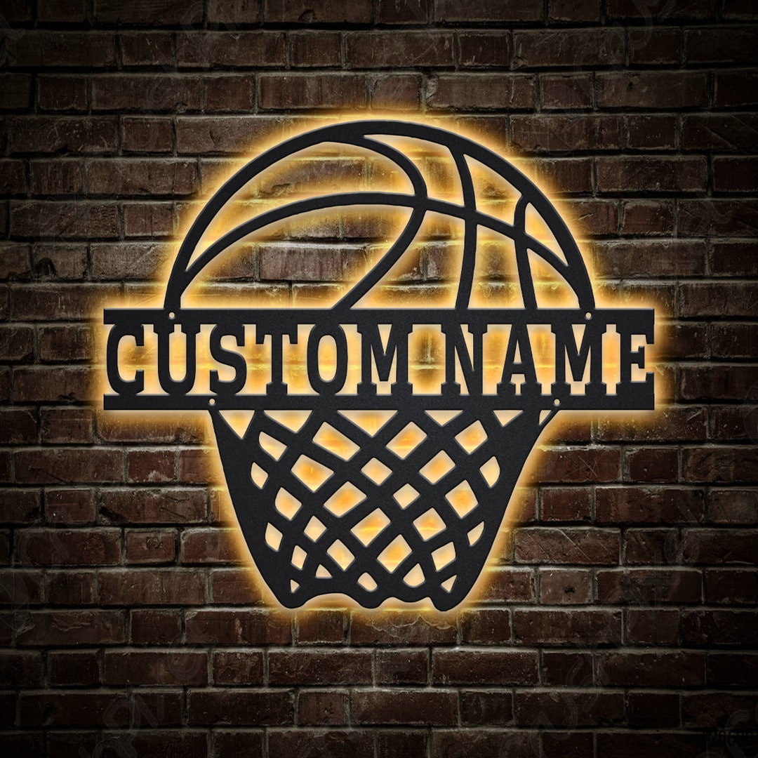 Custom Basketball Metal Wall Art With LED Lights Personalized - Etsy