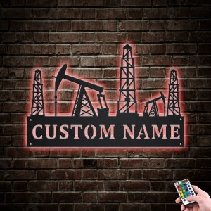 Oilfield Metal Sign LED Lights V5, Custom Oilfield Metal Sign, Oil ...