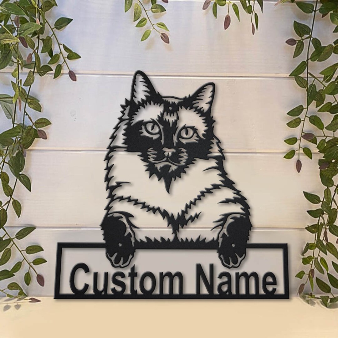 Siamese Cat Metal Sign Art, Custom Siamese Cat Metal Sign, Cat Name ...
