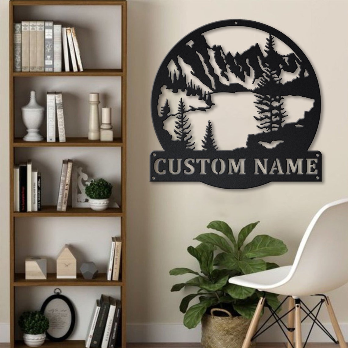 Mountain Lake Monogram Metal Sign Art Personalized Mountain - Etsy