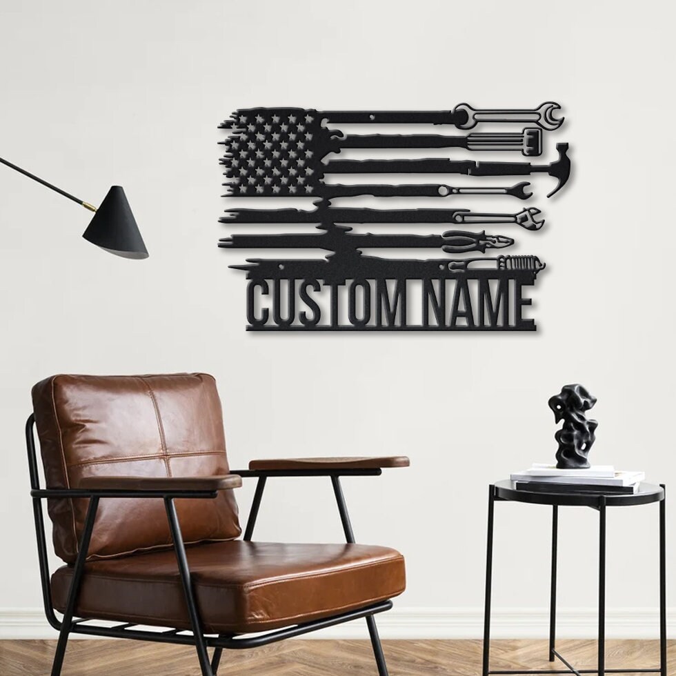 Mechanic Tools Metal Wall Art LED Lights V4, Custom Mechanic Metal Sign ...