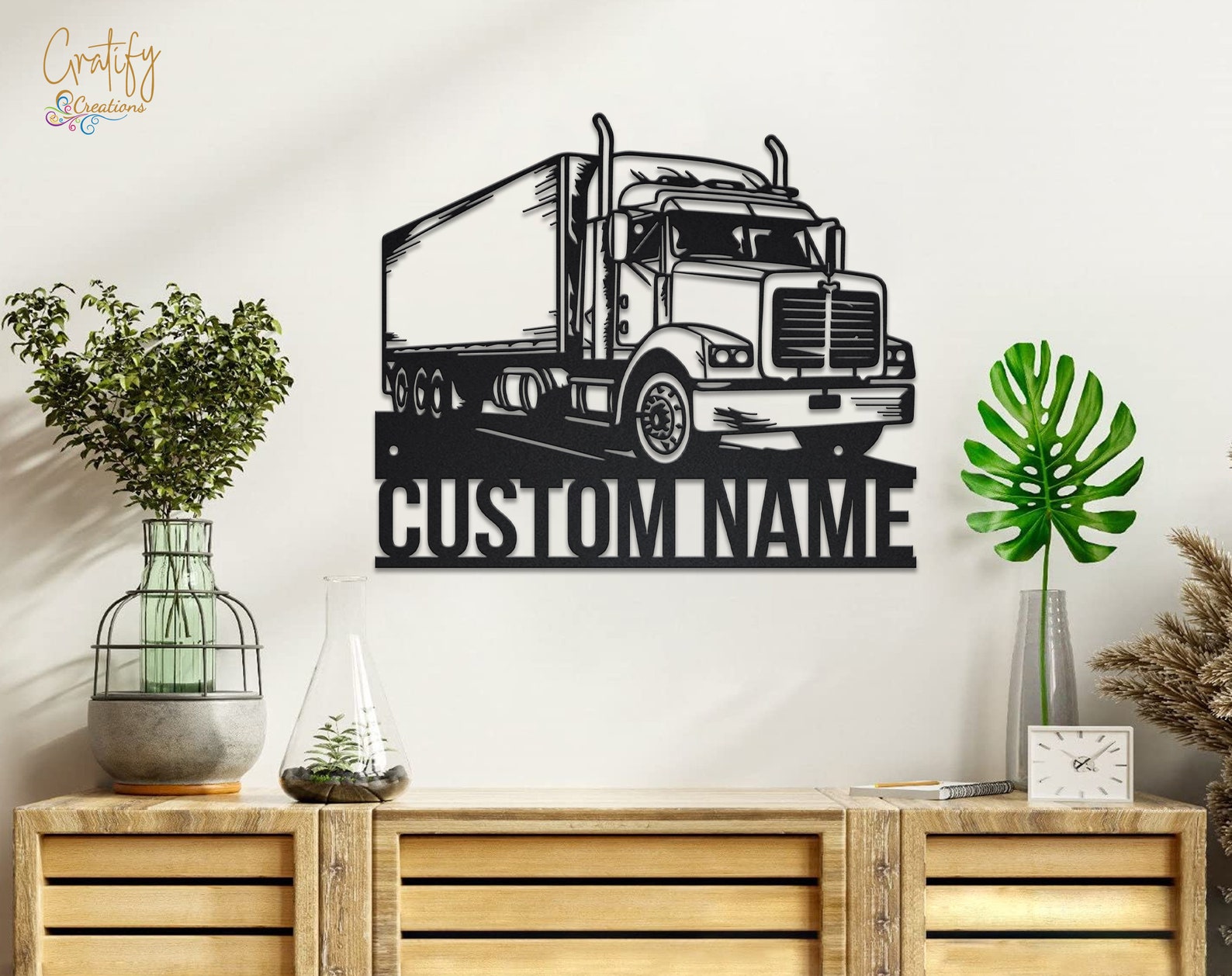 LED Custom Truck Driver Metal Wall Art - Personalized 18 Wheeler Name ...