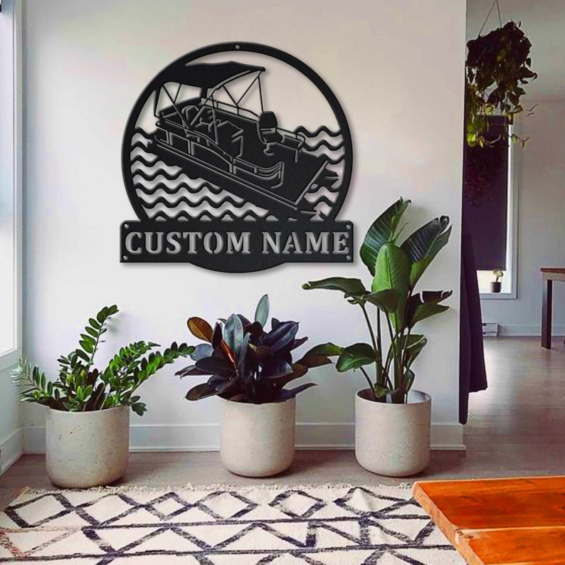 Custom Pontoon Boat Metal Signs Art V5, Personalized Pontoon Boat ...
