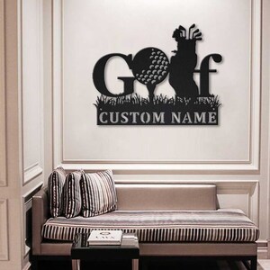 Golf Sign,custom Golfing Metal Wall Art With Led Lights,metal Golf Name ...