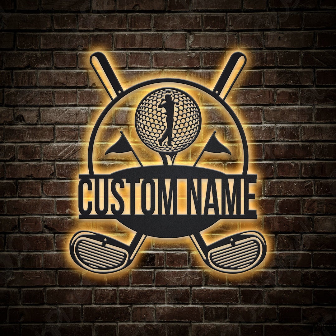 19th Hole Metal Golf Name Sign Customized LED Light Wall Art - Etsy