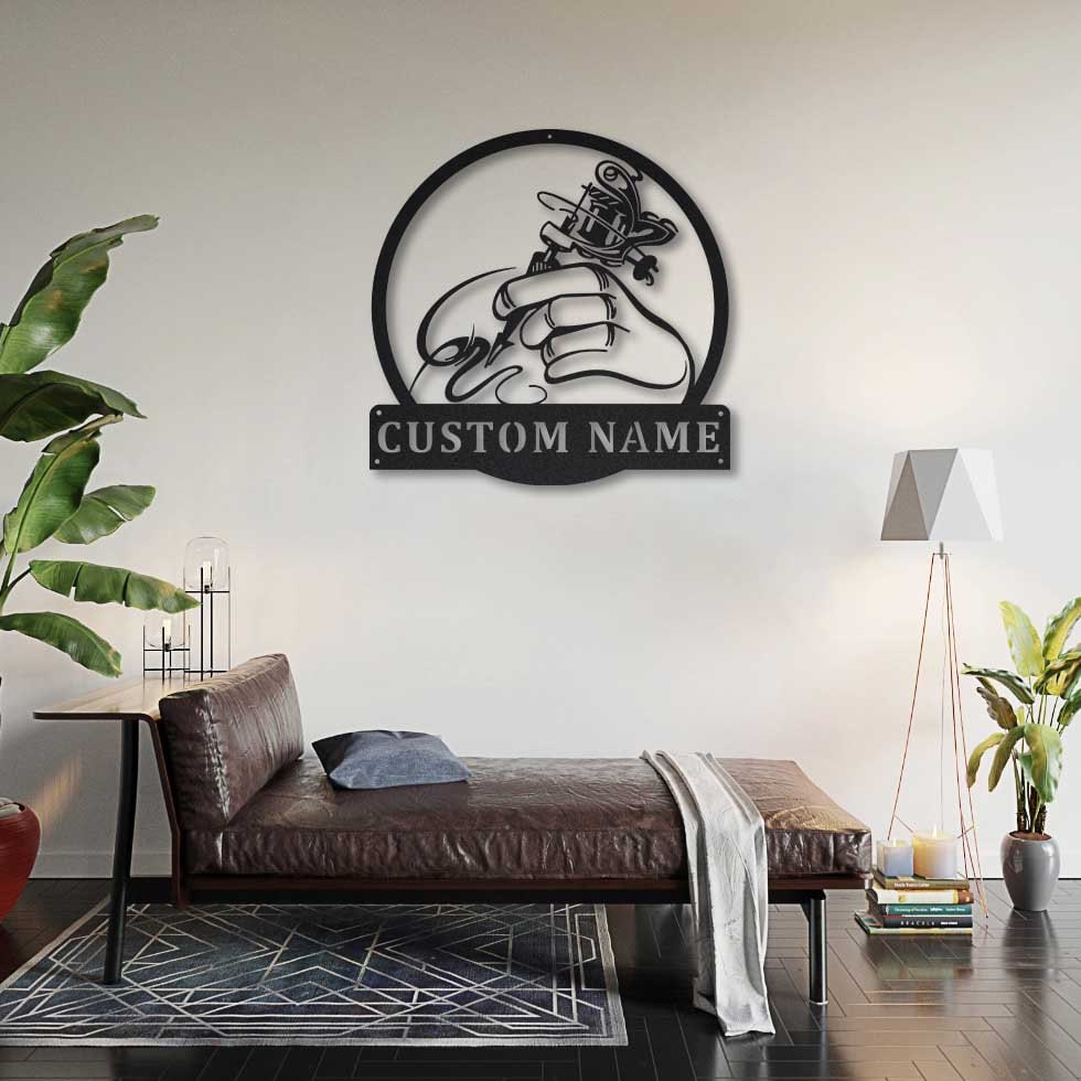 Custom Tattoo Artist Monogram Metal Sign With LED - Etsy