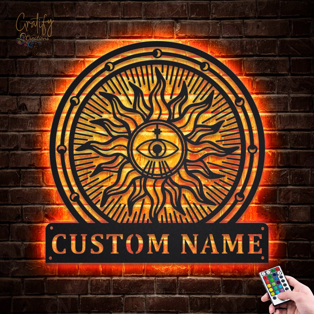 Masonic Freemason Metal Wall Art LED Lights V2, Custom Masonic Metal ...