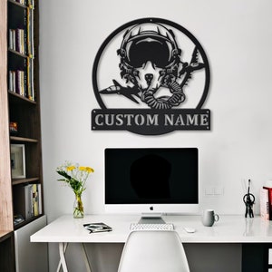 Personalized Fighter Pilot Metal Sign With LED Lights V2,custom Fighter ...