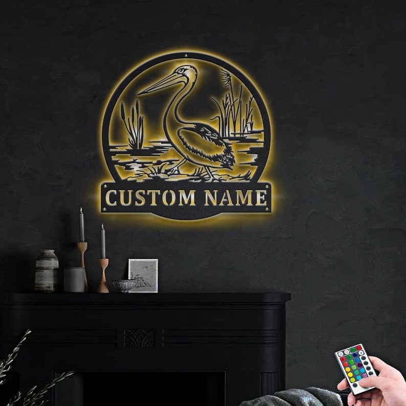 Pelican Monogram Metal Sign LED Lights V2 Custom Pelican - Etsy