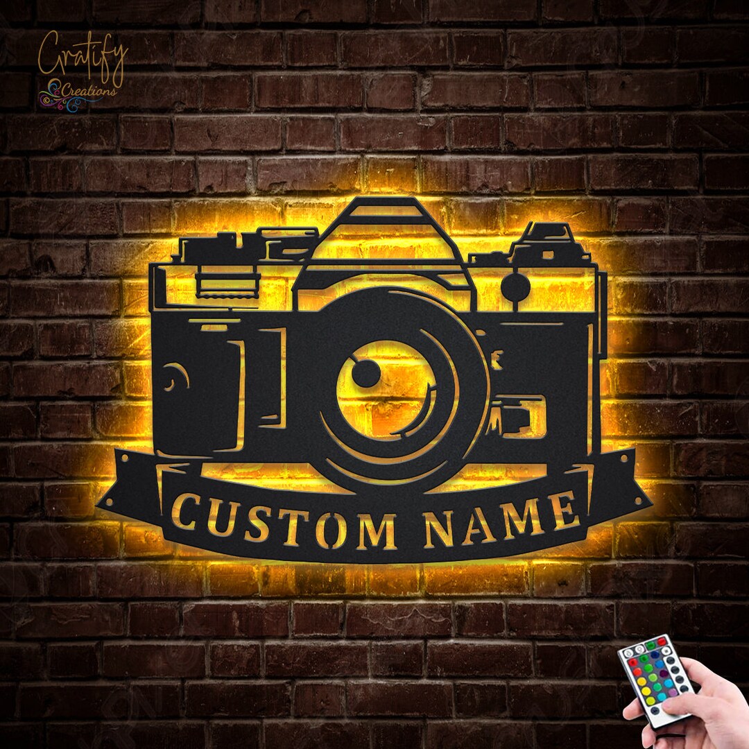 Custom Photographer Metal Sign With LED Lights, Photographer Metal Sign ...