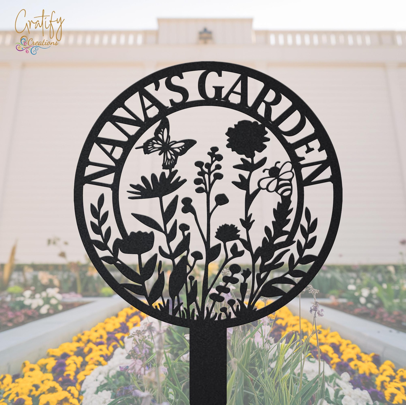 Custom Garden Name Sign, Personalized Metal Yard Art With Stakes ...