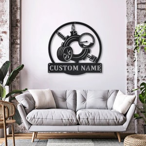 Mechanic Tools Metal Wall Art LED Lights V3, Custom Mechanic Metal Sign ...