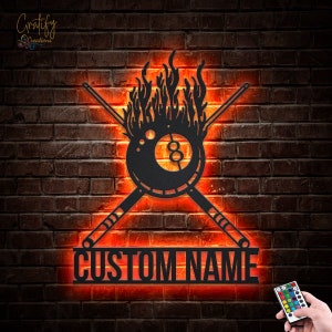 Custom Billiards Metal Sign LED Lights , Billiards Metal Sign,billiards ...