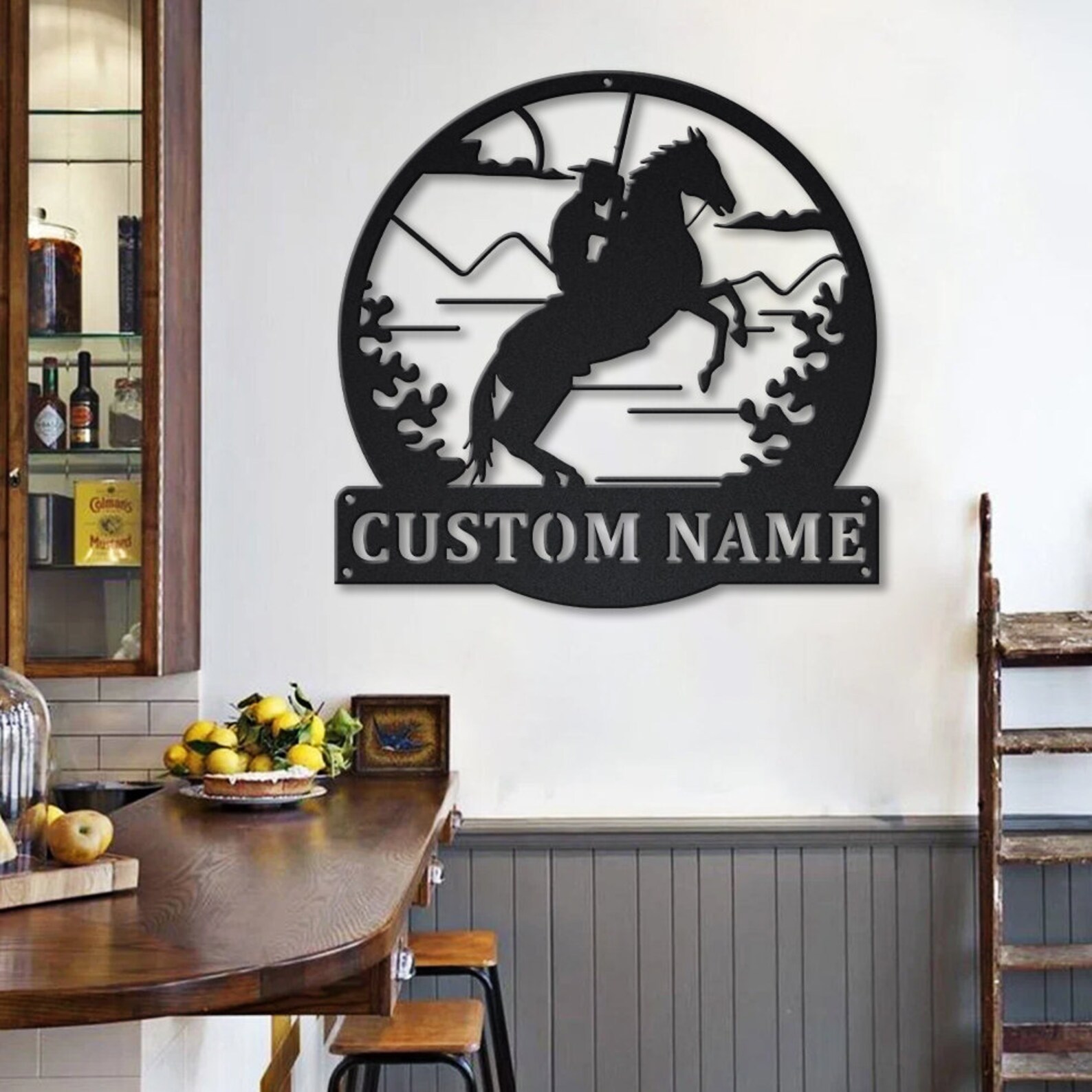Horse and Rider Metal Sign LED Lights V4, Custom Horse and Rider Metal ...