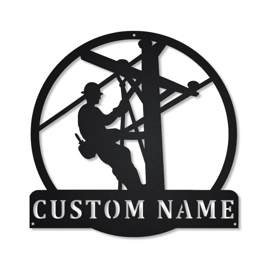Lineman Monogram Metal Sign Art, Custom Lineman Monogram Metal Sign ...