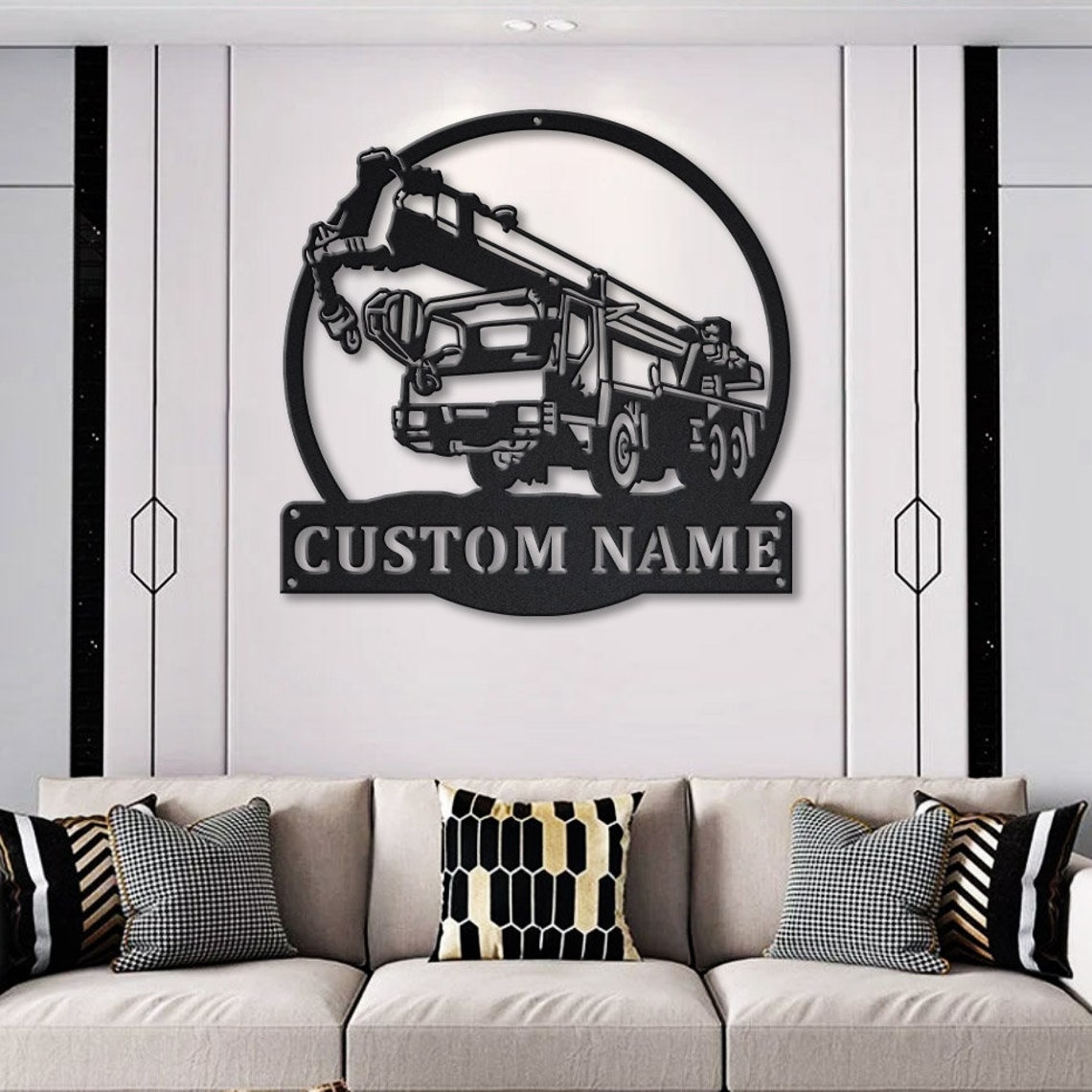 Crane Truck Monogram Metal Sign Art, Custom Mobile Crane Metal Signs ...