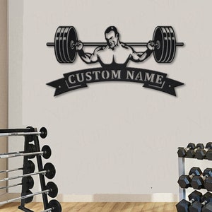 Powerlifting Sport Metal Sign LED Lights V2, Custom Powerlifting Metal ...
